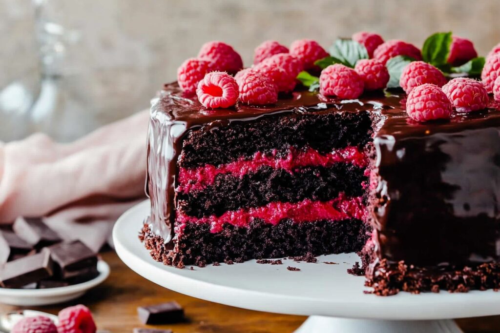 Raspberry Chocolate Ganache Cake